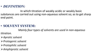 Non aq. titration | PPTX | Chemistry | Science