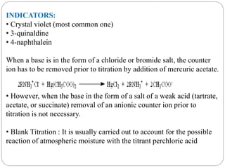 Non aq. acid base titration | PPTX
