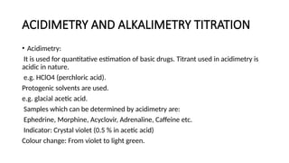 non aquous titration for pharmaceutical analysis | PPTX