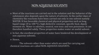 Non aqueous solvents | PPTX