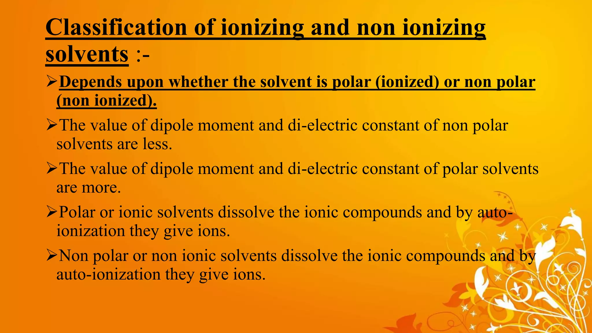 Non aqueous solvents / solvents - B.Sc. | PPTX
