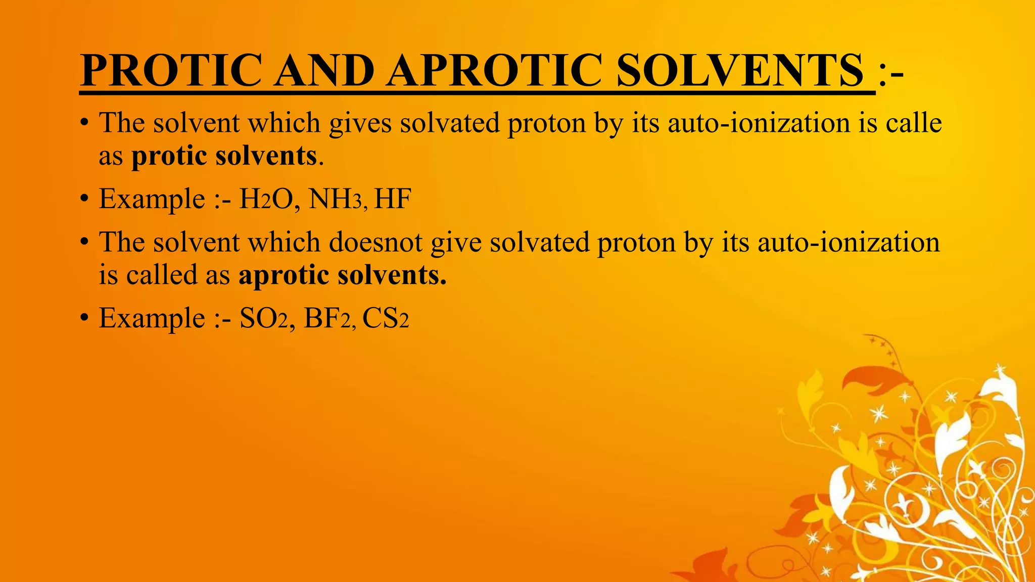 Non aqueous solvents / solvents - B.Sc. | PPTX