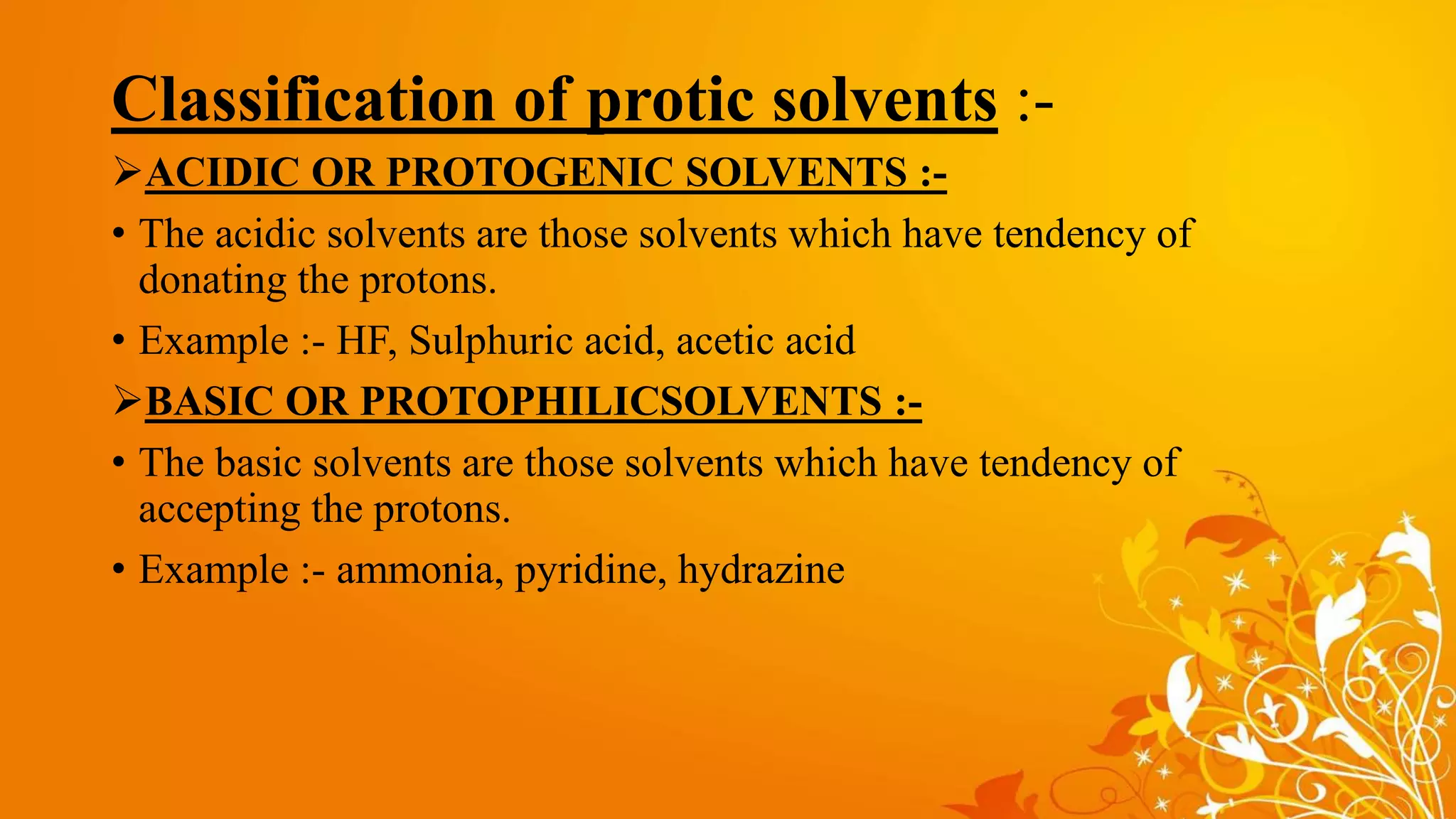 Non aqueous solvents / solvents - B.Sc. | PPTX