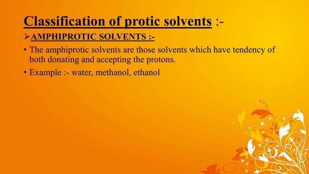 Non aqueous solvents / solvents - B.Sc. | PPTX | Chemistry | Science