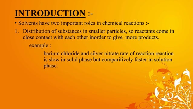Non aqueous solvents / solvents - B.Sc. | PPTX | Chemistry | Science