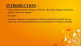 Non aqueous solvents / solvents - B.Sc. | PPTX