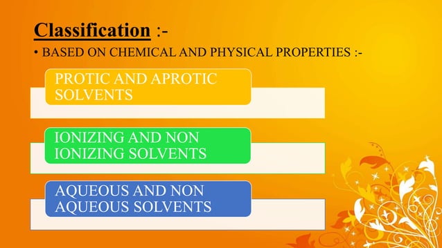 Non aqueous solvents / solvents - B.Sc. | PPTX | Chemistry | Science