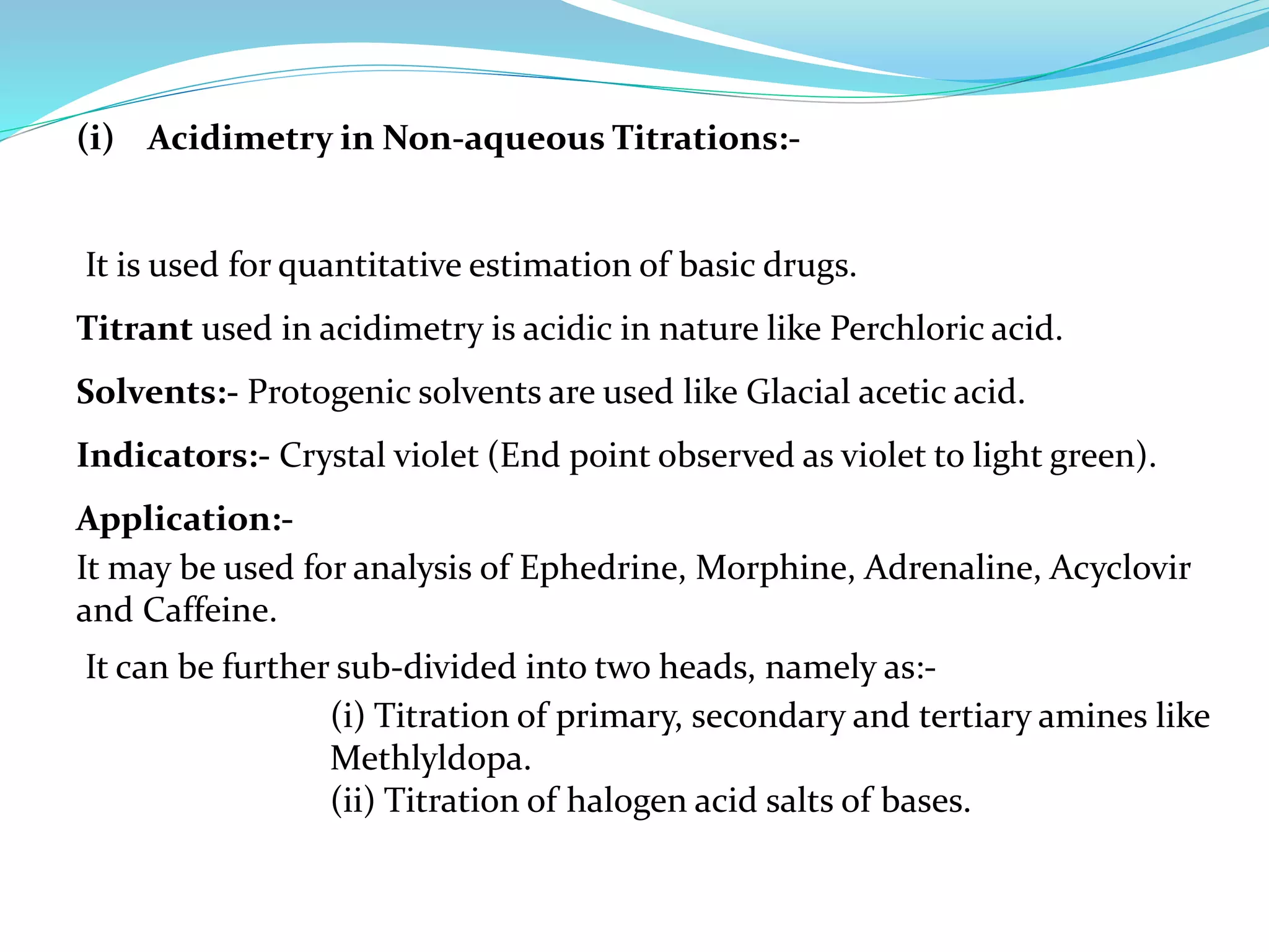 Non aqueous titration | PPTX