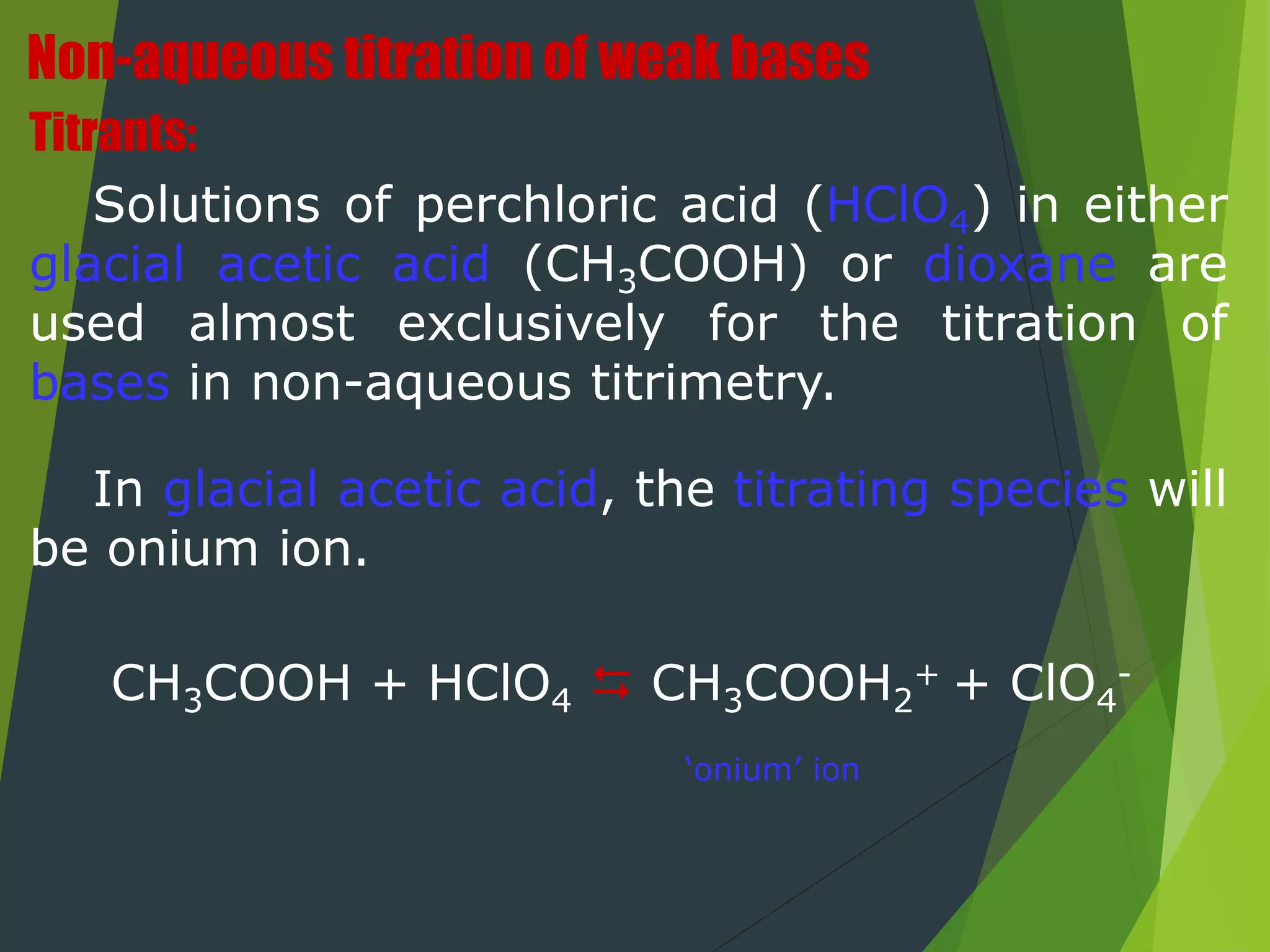 Non aqueous titration- Pharmaceutical Analysis | PPT