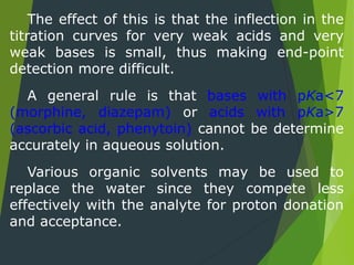 Non aqueous titration- Pharmaceutical Analysis | PPT