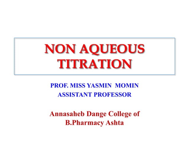 Non aqueous titration | PPT