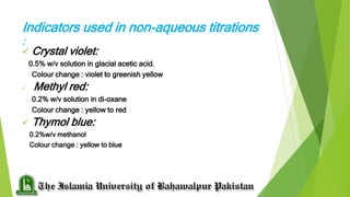 Non aqueous titration (AB-Production) IUB-BWP | PPTX