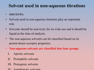 Non aqueous titration First Year B. Pharm.pptx