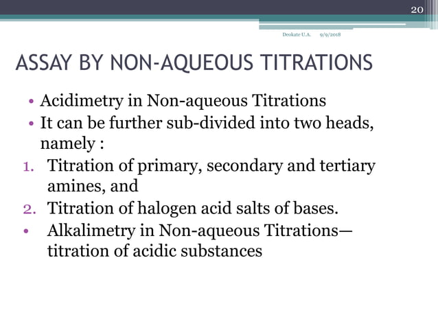 Non aqueous titrations | PPTX | Chemistry | Science