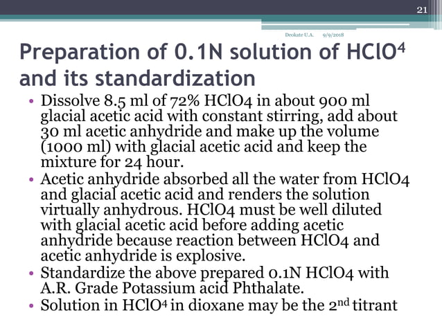 Non aqueous titrations | PPTX | Chemistry | Science