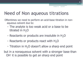 Non aqueous titrations | PPTX