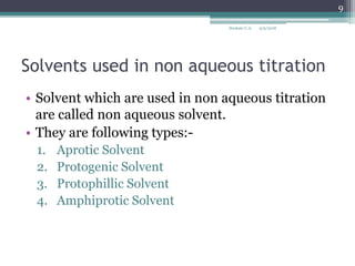 Non aqueous titrations | PPTX