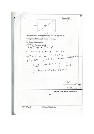 Non calculator paper 3 a model solution | PDF