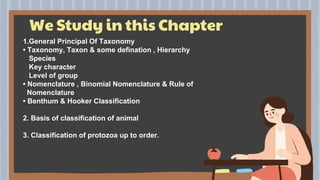 General principle of taxonomy taxon and some definition of species | PPTX