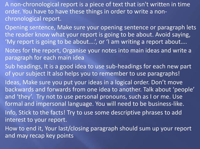 Non chronological reports | PPTX