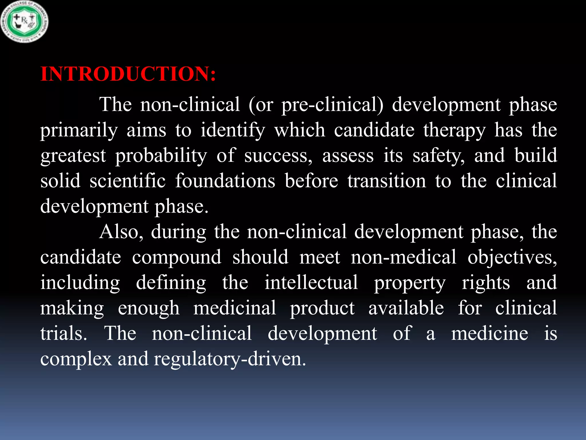 Non clinical drug development | PPTX