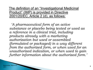 Non clinical drug development (Investigational Medicinal Product, IMPD ...