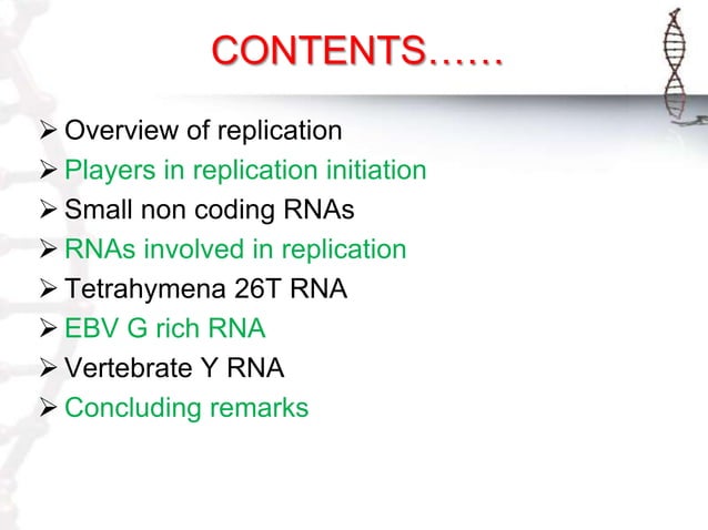 Non Coding RNAs in replication | PPTX | Genetics | Science