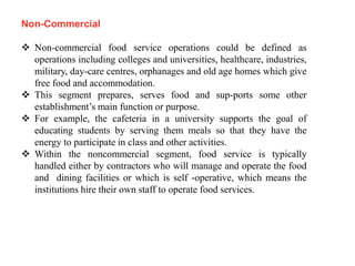 Non commercial TYPEs OF FOOD SERVICE ESTBLISHMENTS | PPTX