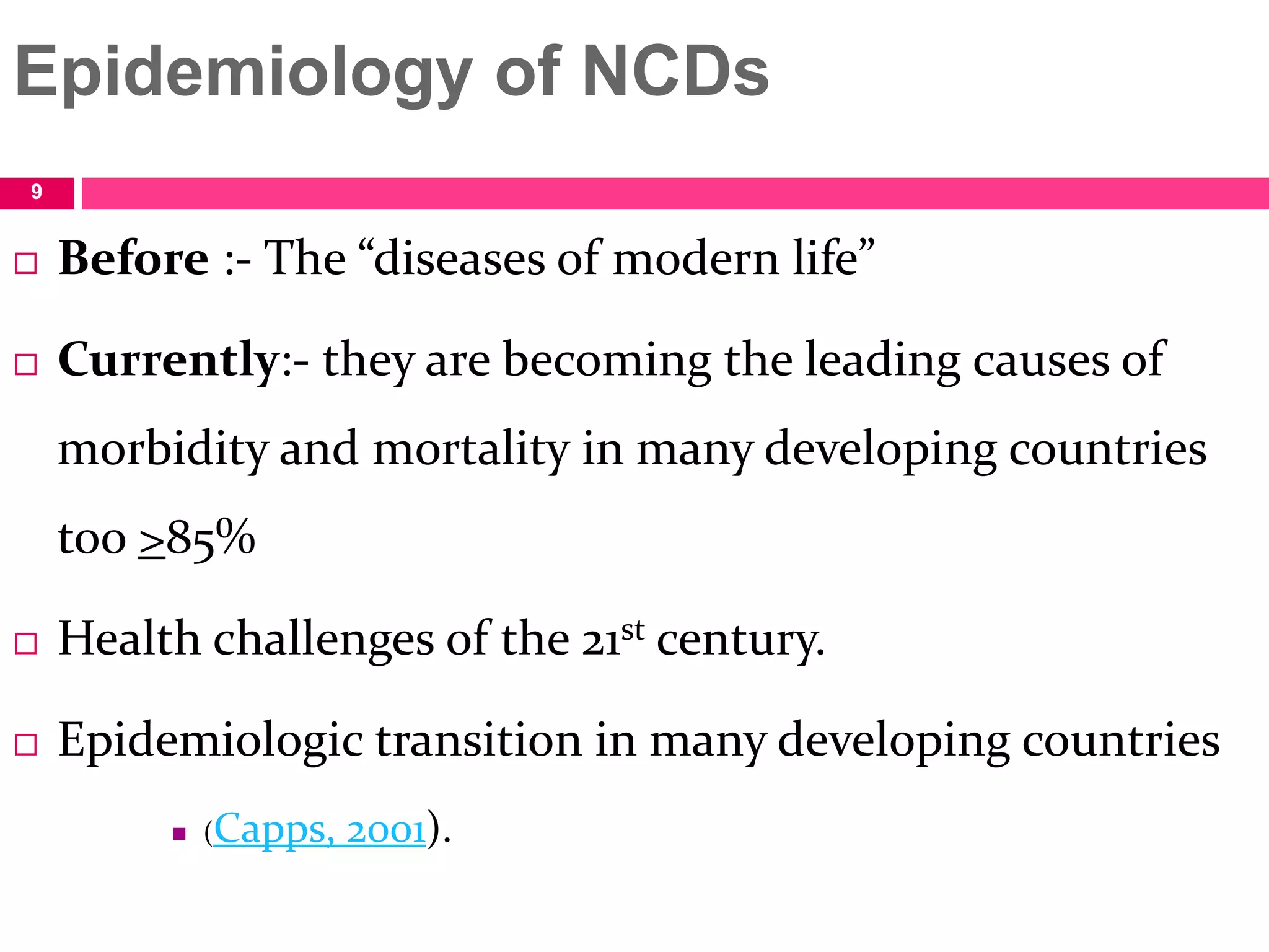 Non communicable diseases epidemeology | PPT