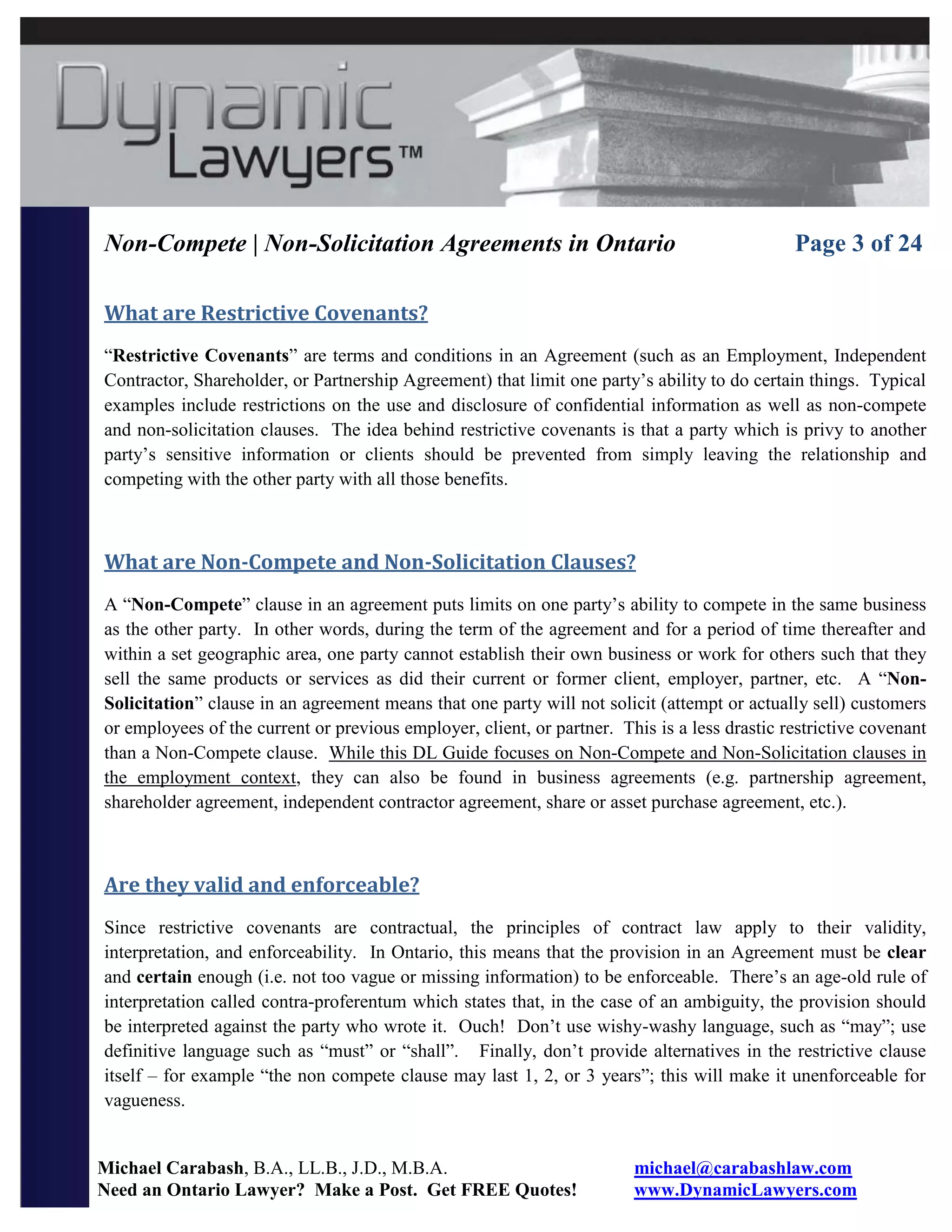 Non compete non solicitation | PDF