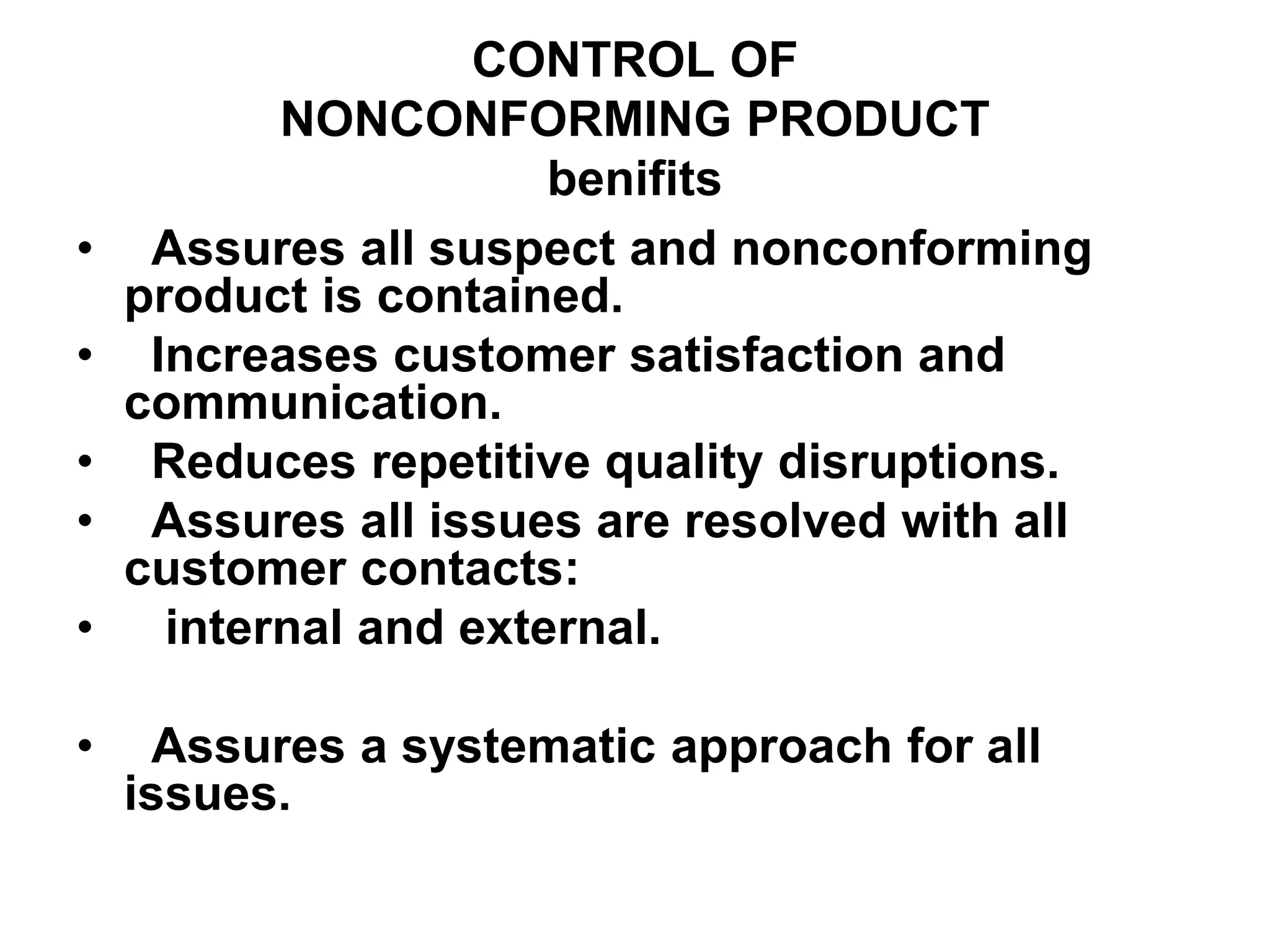 Non confirming products | PPT