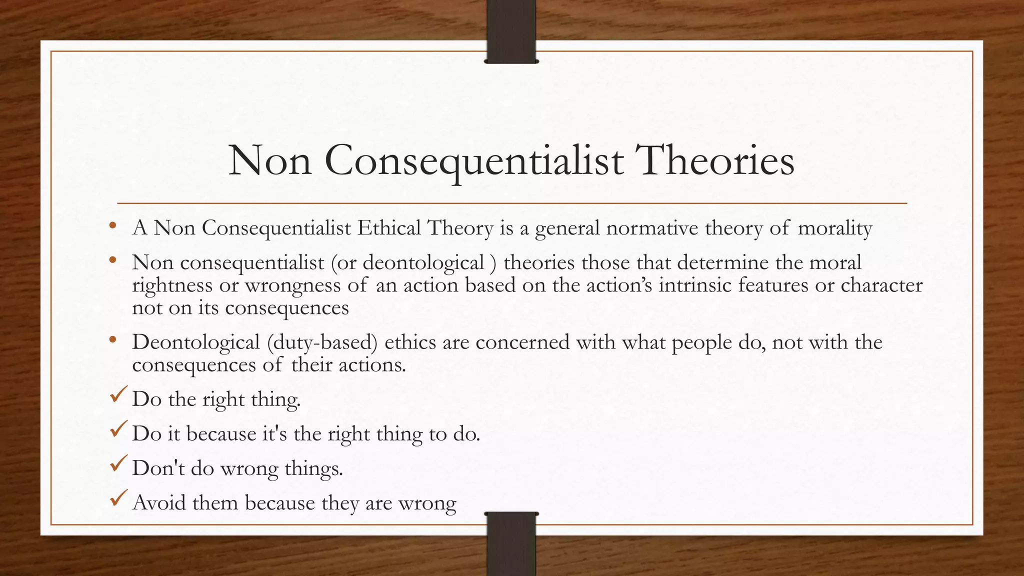 Non consequentialist theories | PPTX