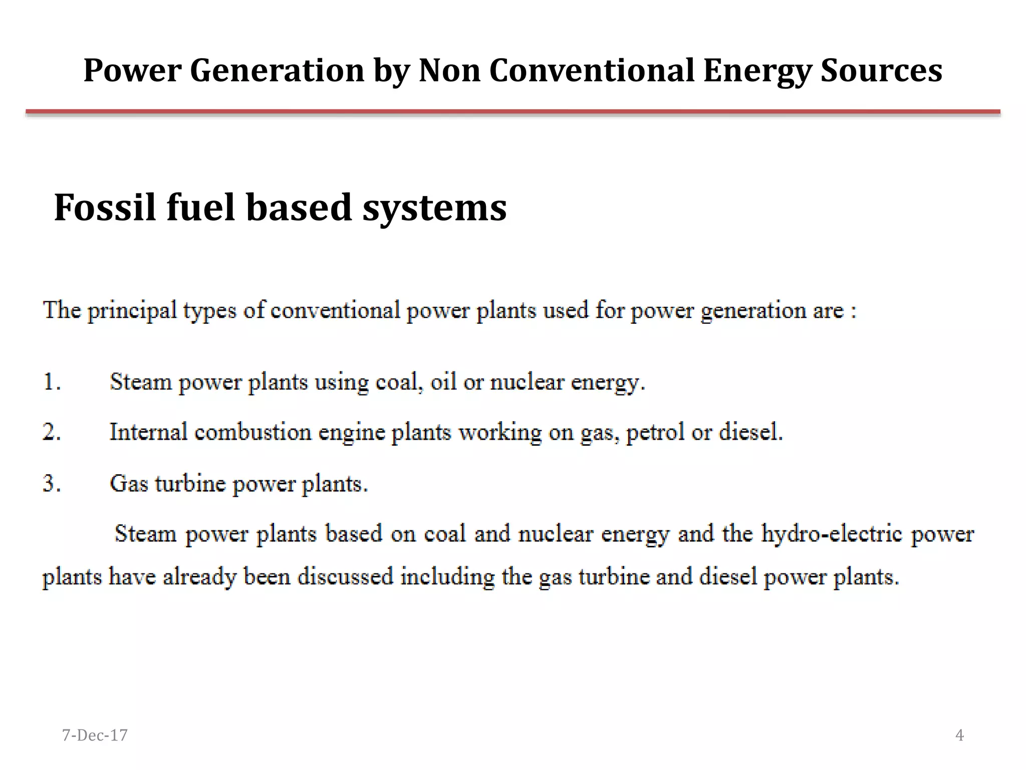 Power Generation by Non Conventional Energy Sources | PPTX