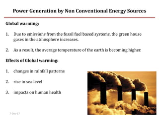 Power Generation by Non Conventional Energy Sources | PPTX