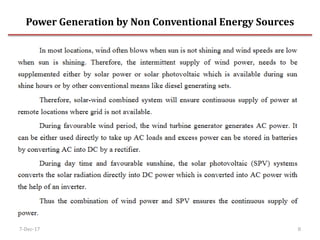 Power Generation by Non Conventional Energy Sources | PPTX