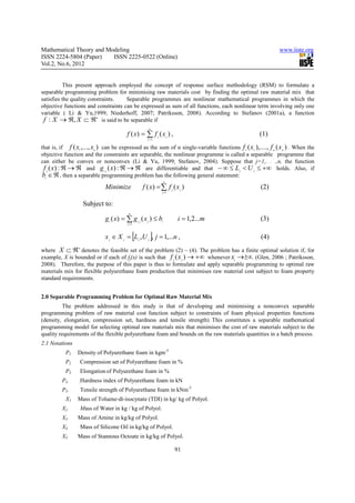 Nonconvex separable programming problem for optimal raw material mix in flexible polyurethane ...