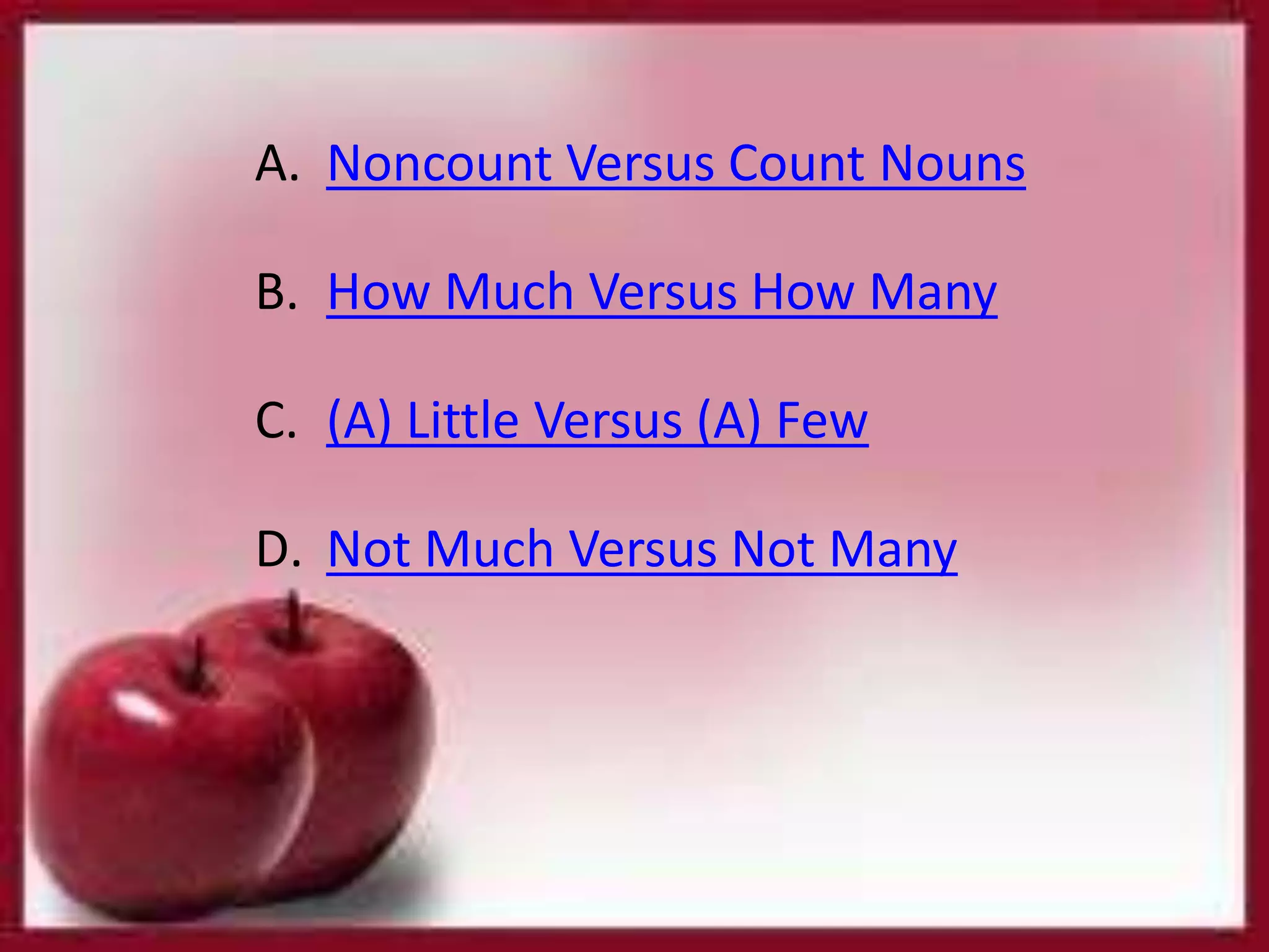 Noncount nouns versus count nouns | PPT