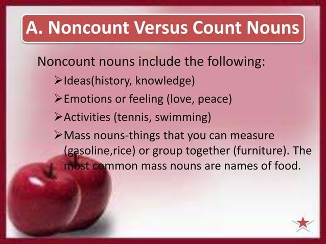 Noncount nouns versus count nouns | PPT