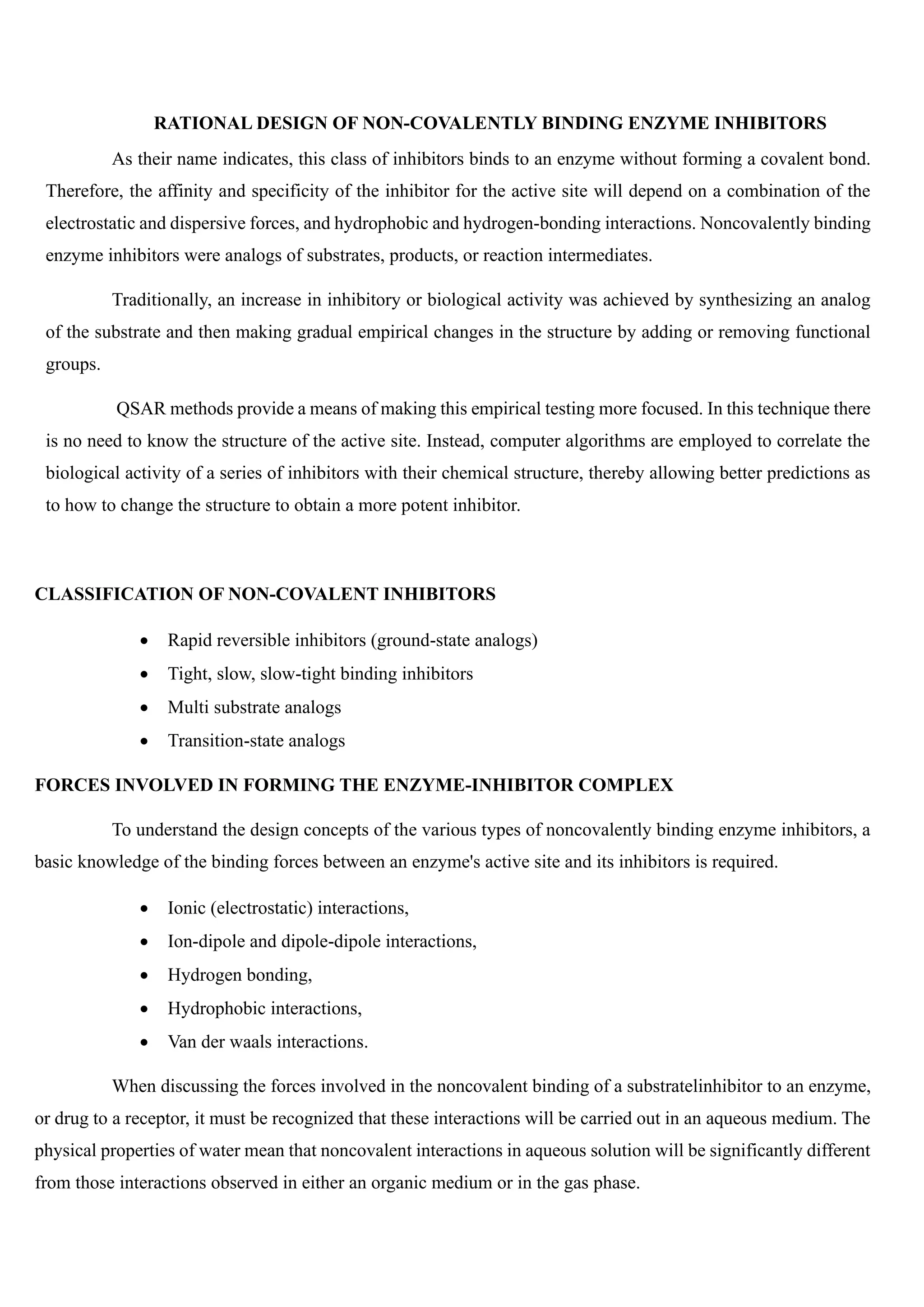 rational design of non covalent b inding enzyme inhibitors | PDF