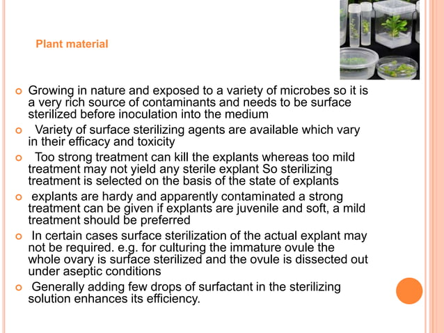 Preparation of plant tissue culture media,types and Sterilization | PPTX