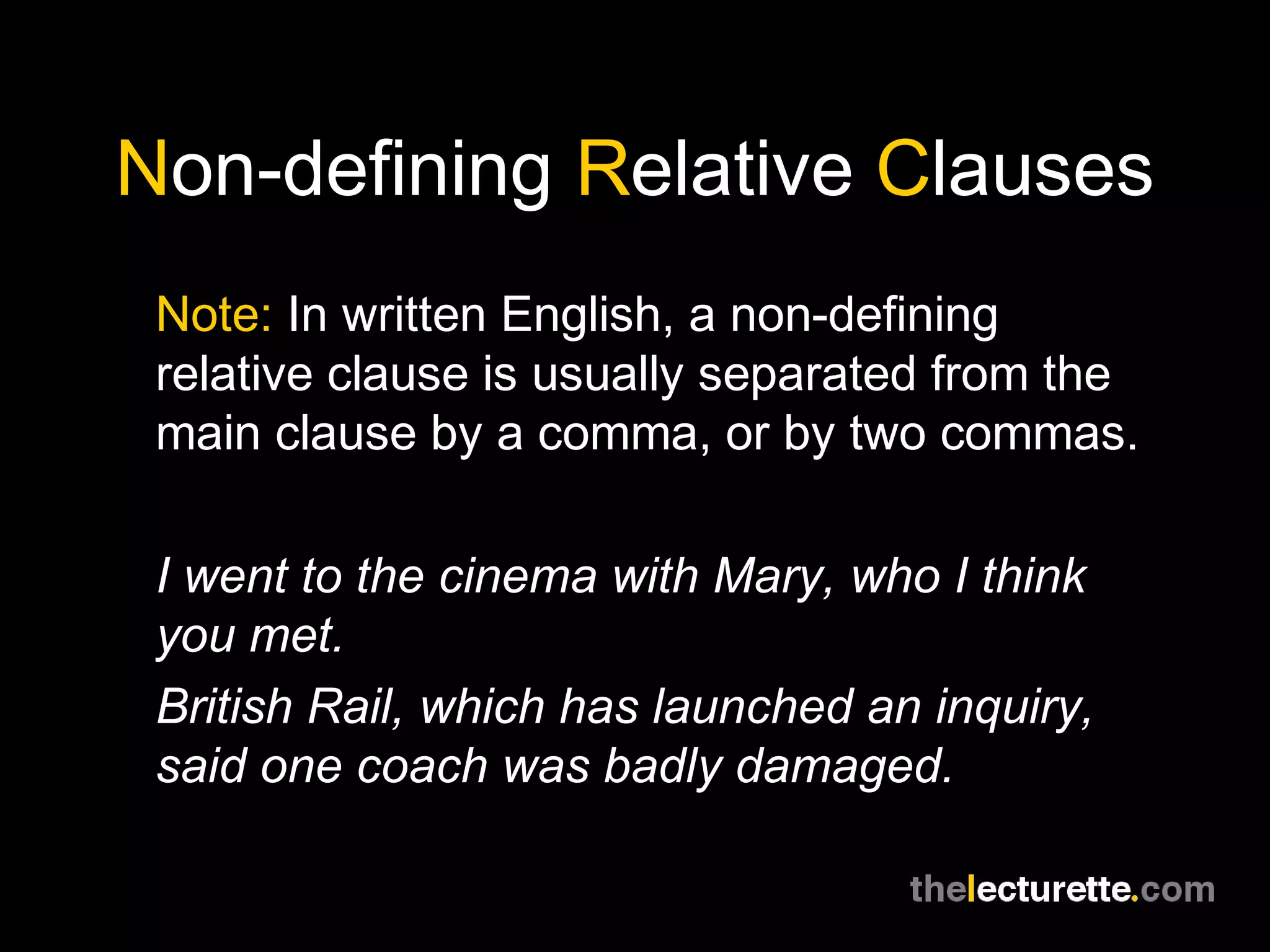 Non-defining relative clauses | PPT