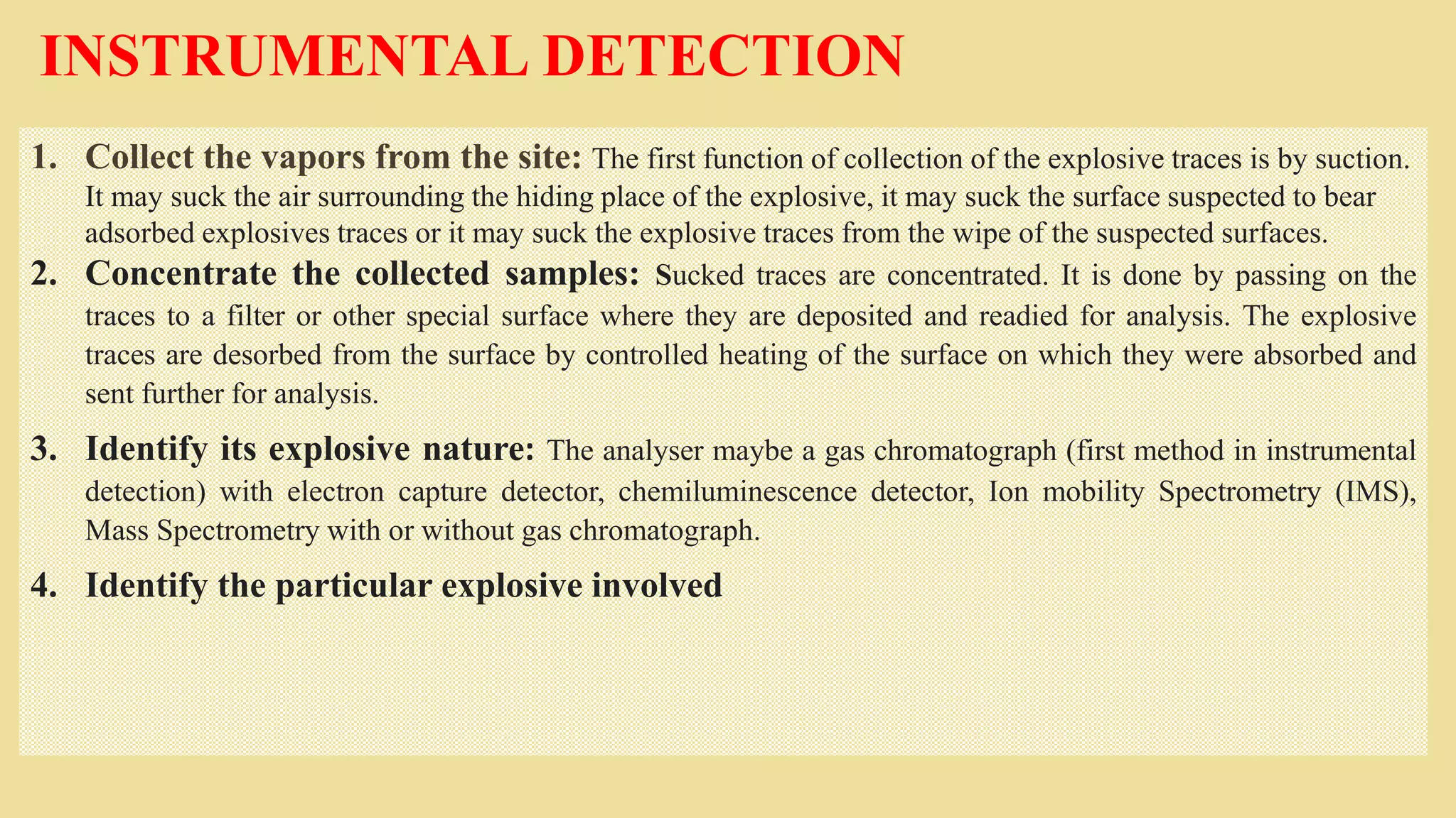 Non destructive methods for analysis of explosive traces | PPTX