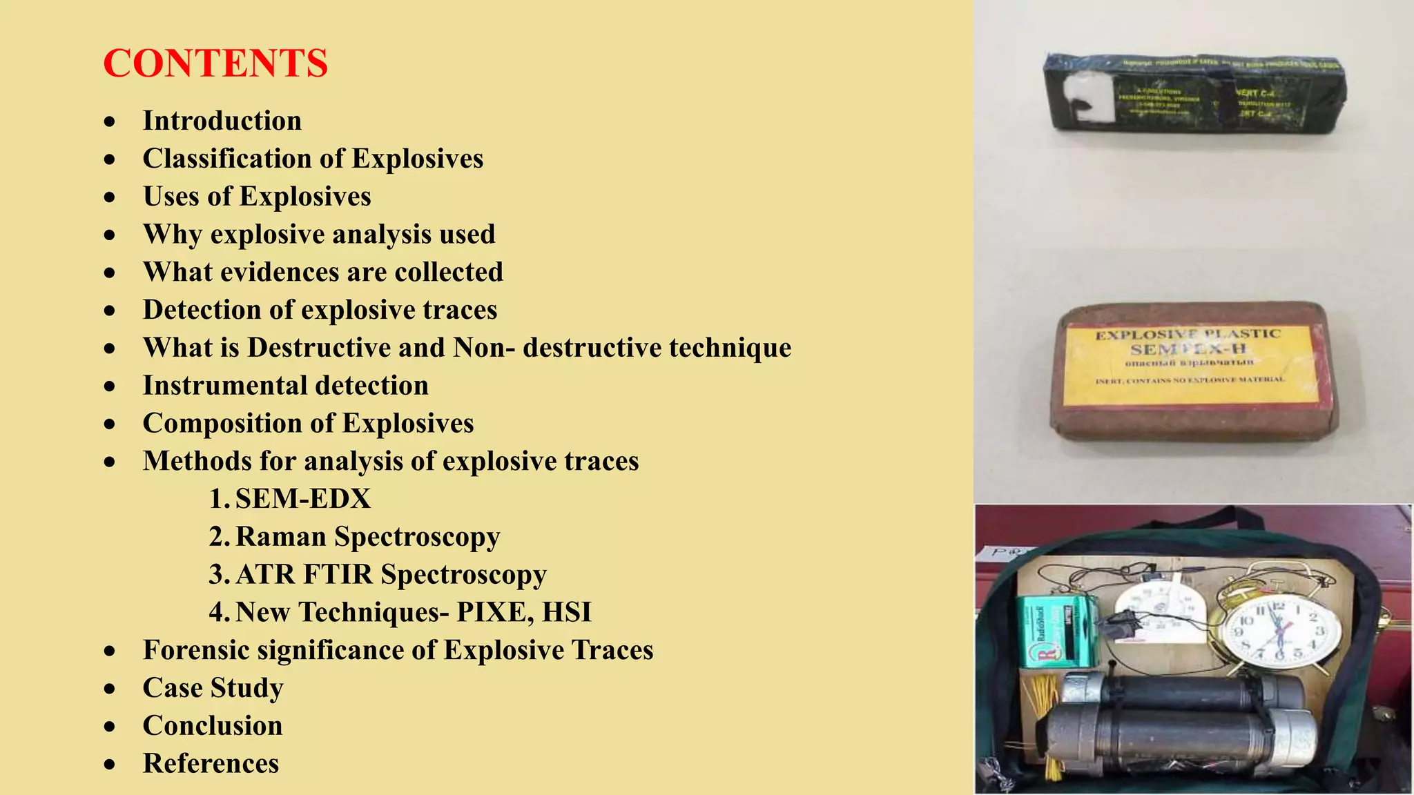 Non destructive methods for analysis of explosive traces | PPTX