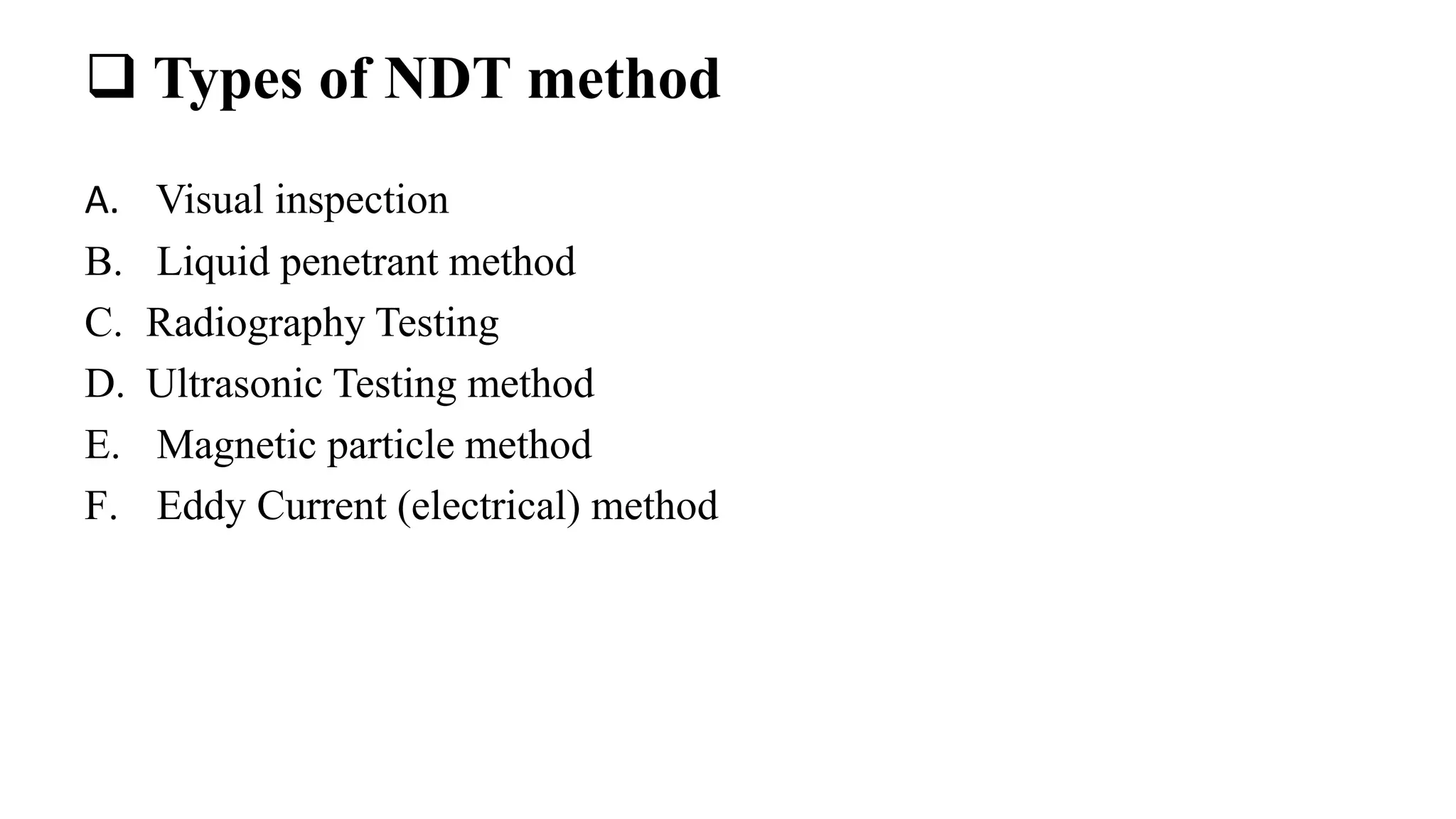 Non Destructive Testing Methods Pptx