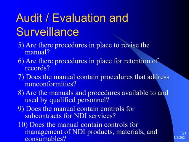 Non Destructive Testing Evaluation Auditor Ndt Training Ppt