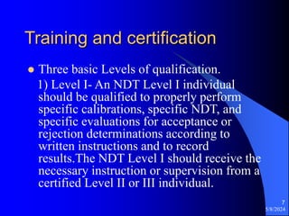 NON DESTRUCTIVE TESTING EVALUATION: AUDITOR NDT TRAINING.ppt