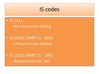 Non destructive testing in concrete | PPTX