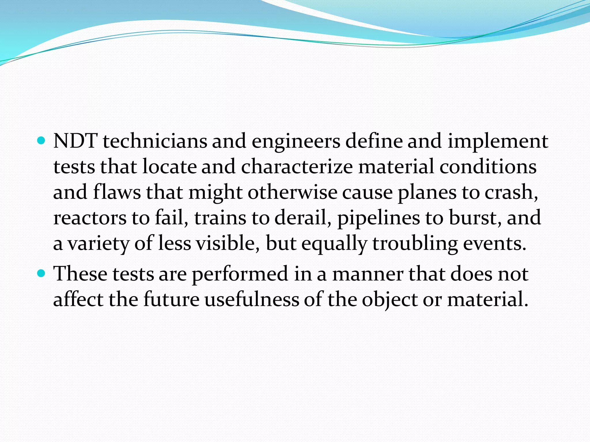 Non destructive testing lab | PPTX | Medical Tests | Medical Health