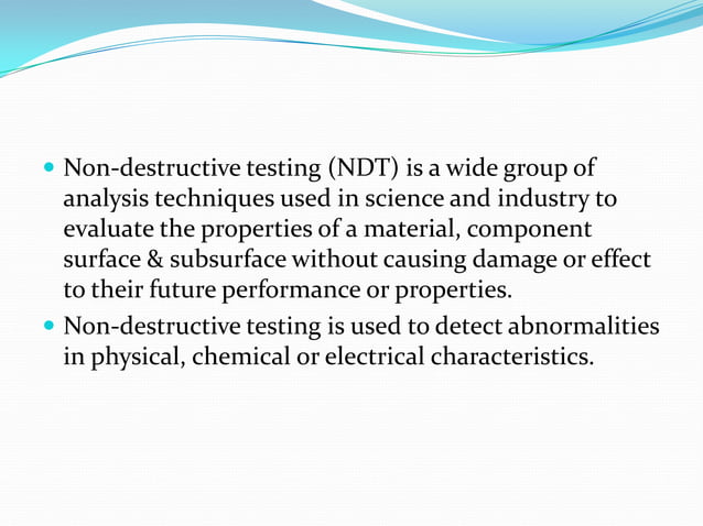Non destructive testing lab | PPTX | Medical Tests | Medical Health