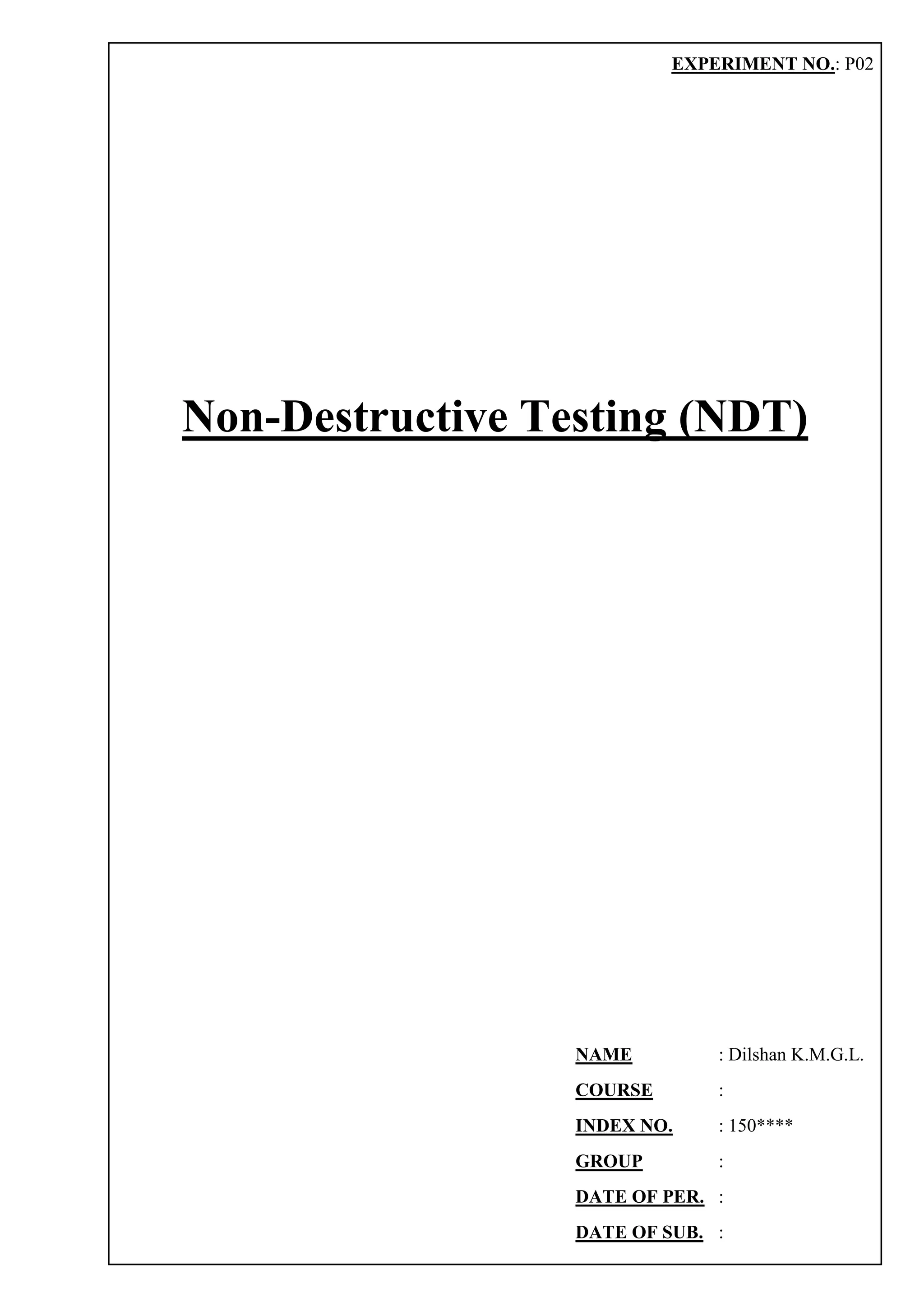 Non destructive testing (ndt) | PDF